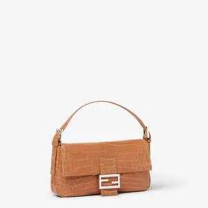 Fendi Baguette® 26424 Camel-color Brushed Crocodile Leather Bag